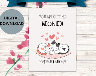 Funny Cat Engagement Card for Couple Cat Pun Engagement Gift - Etsy