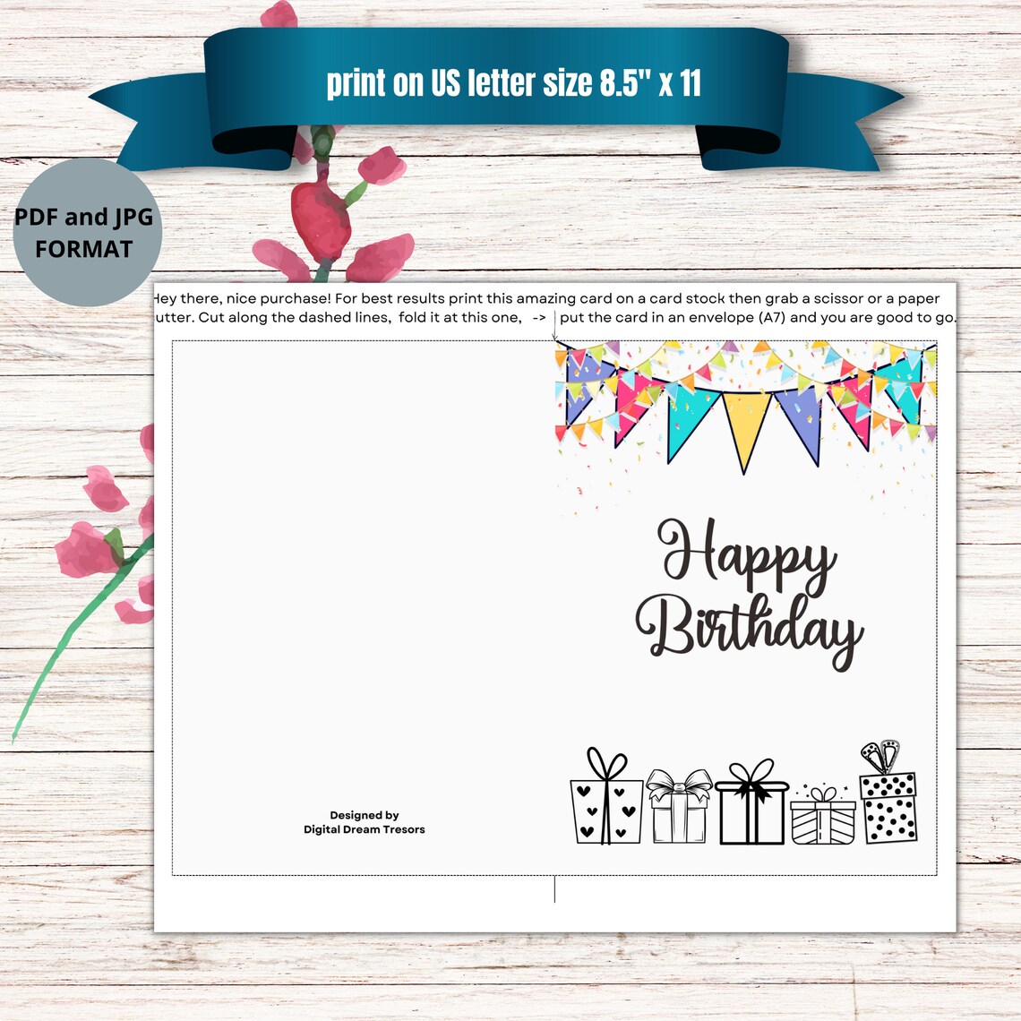 Printable Birthday Card, Digital Happy Birthday Card- Printable Card ...