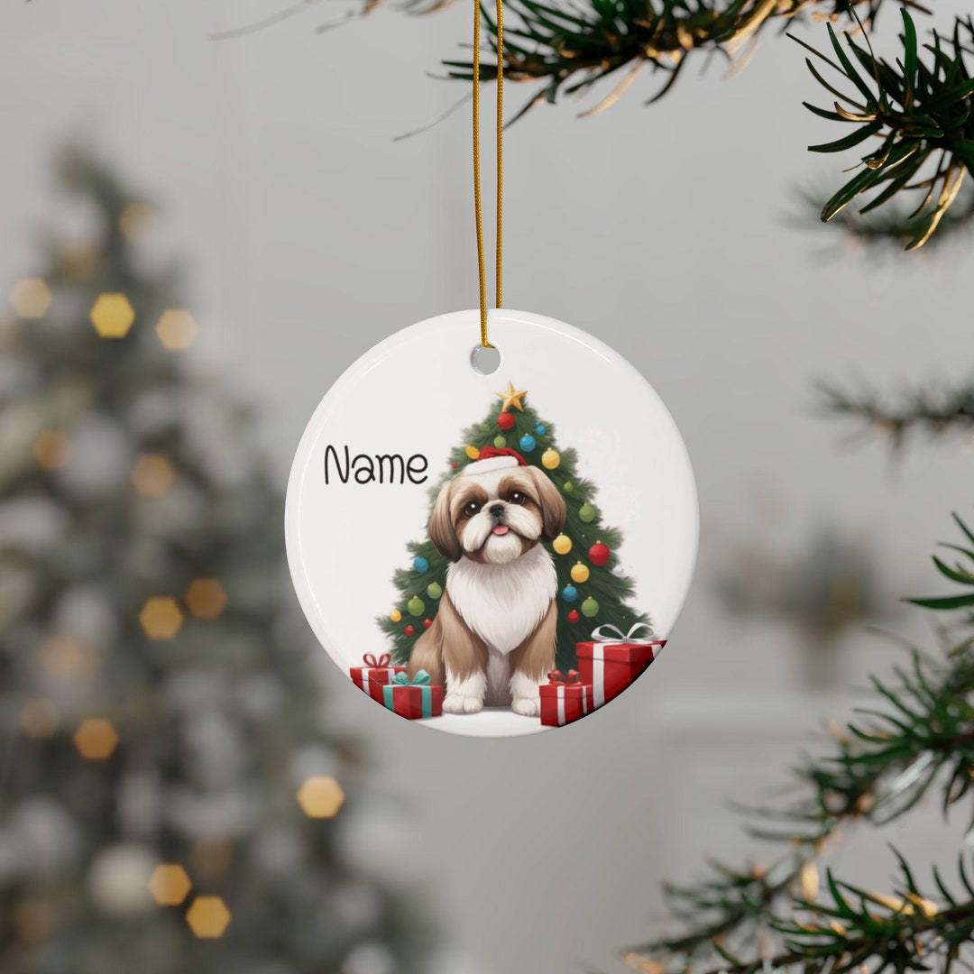 Personalized Shih Tzu Christmas Tree Ornament | Custom Shih Tzu Xmas ...