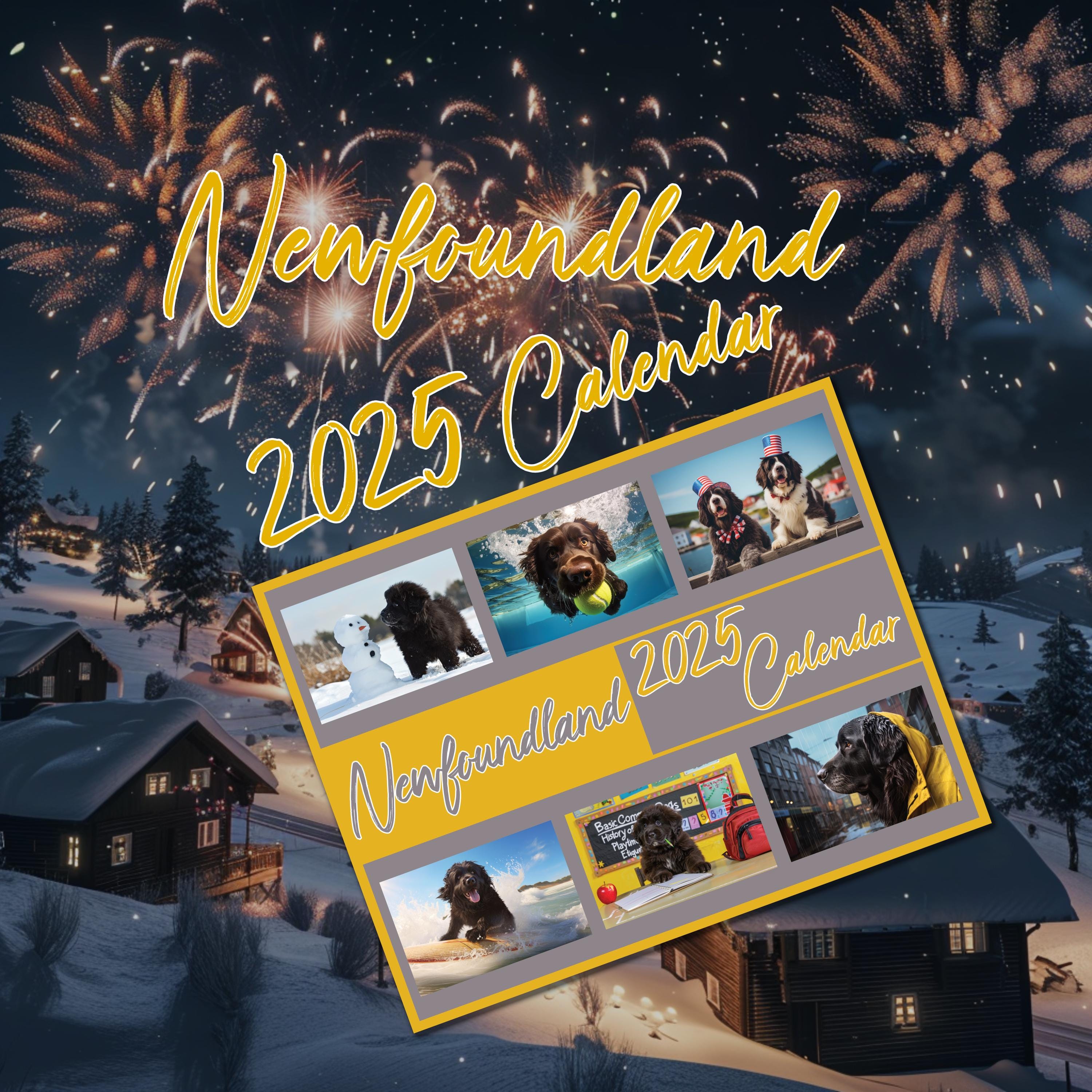 Newfoundland Dog Calendar 2025 | Newfoundland Wall Calendar | Dog Wall ...