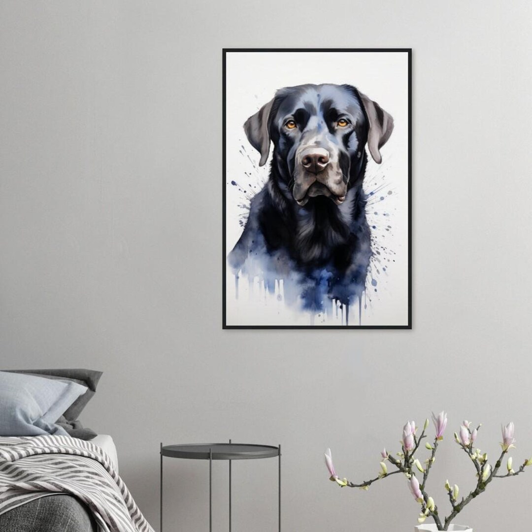 Black Labrador Watercolor Art Print | Labrador Canvas / Acrylic ...