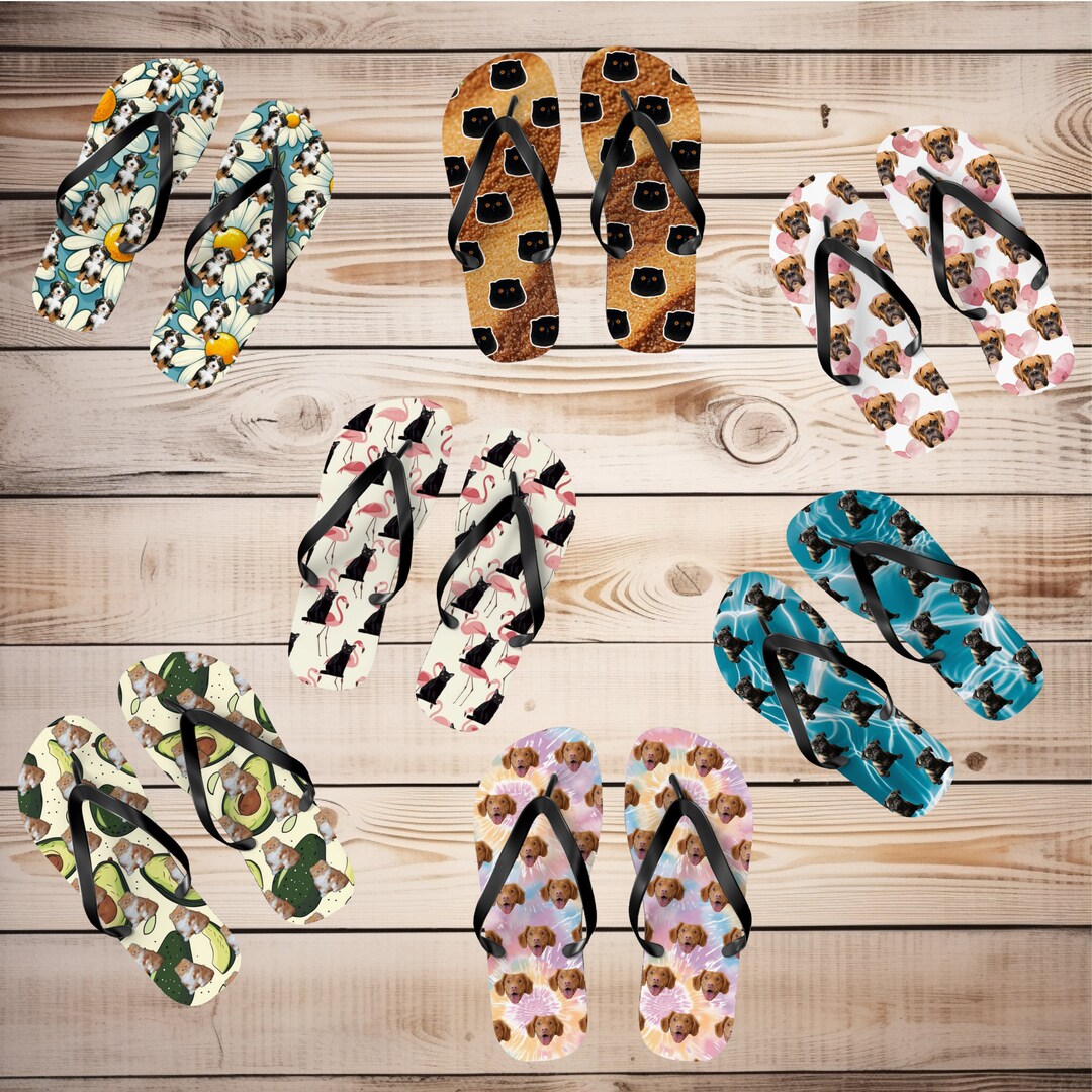 Custom Pet Photo Flip Flops | Custom Dog / Cat Flip Flops | Custom Pet ...