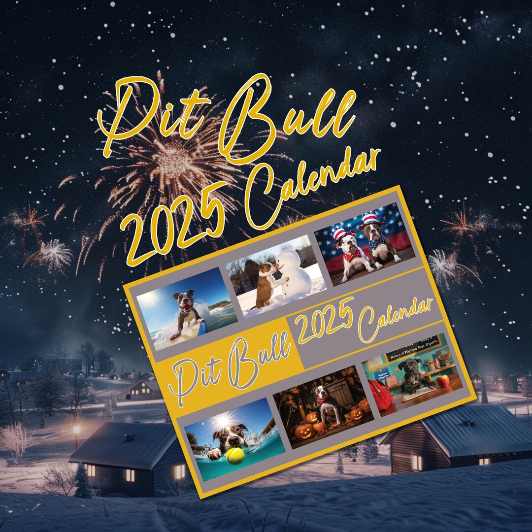 Pit Bull Calendar 2025 American Pit Bull Terrier Wall Calendar Gift Dog ...