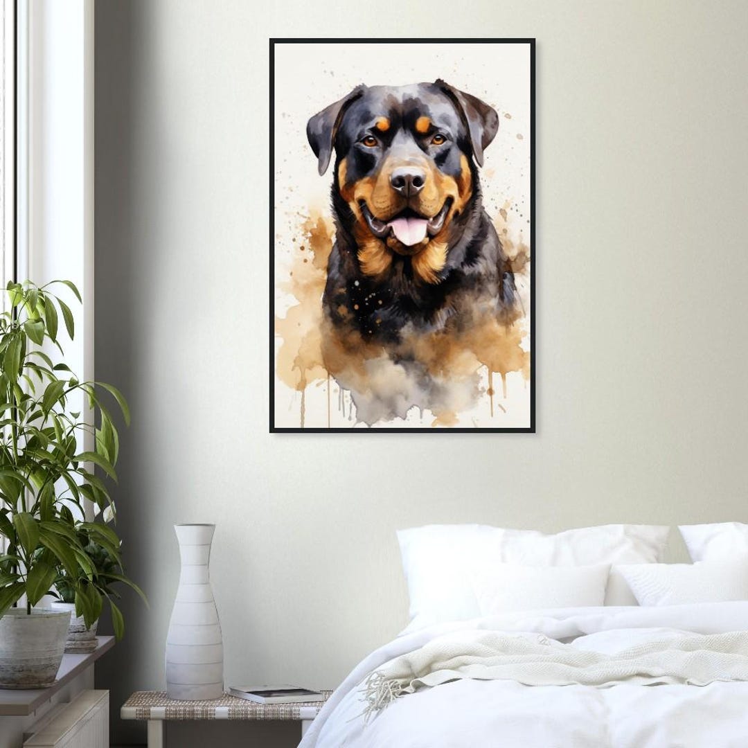 Rottweiler Watercolor Art Print | Rottweiler Canvas / Acrylic ...