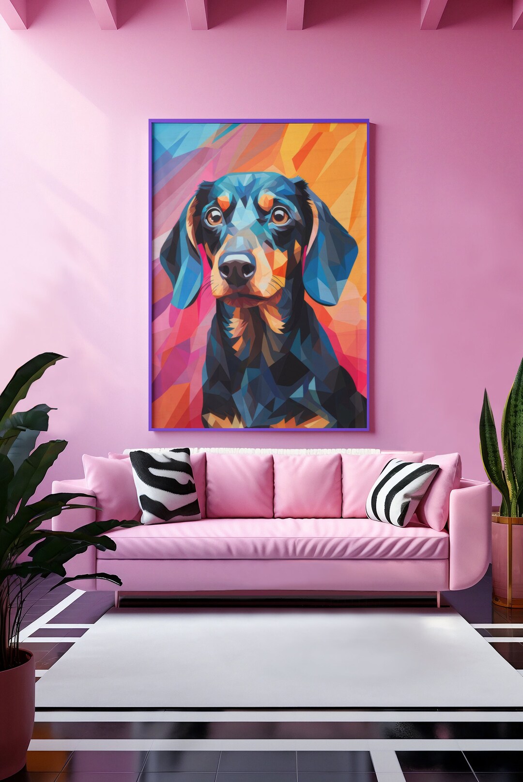 Dachshund Cubic and Hyper-color Art Print | Dachshund Poster | Graffiti ...