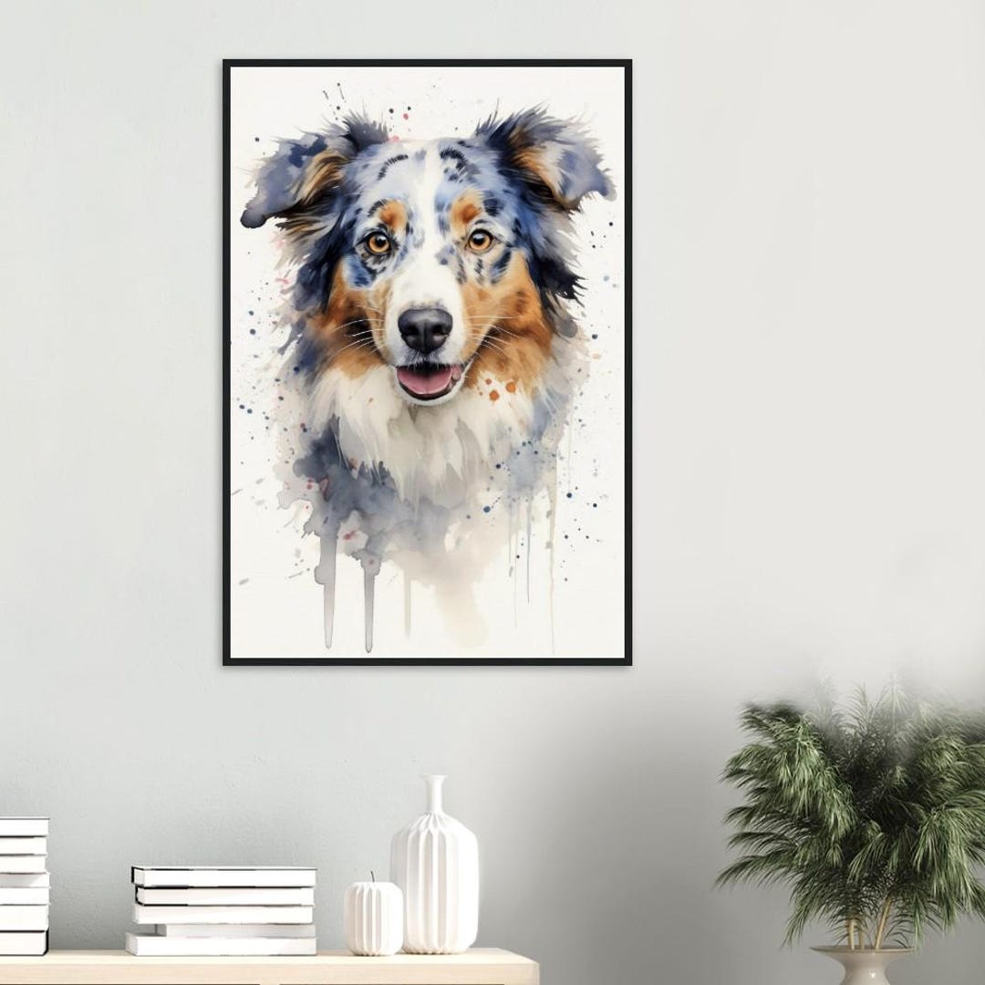 Australian Shepherd Watercolor Art Print | Aussie Canvas / Acrylic ...