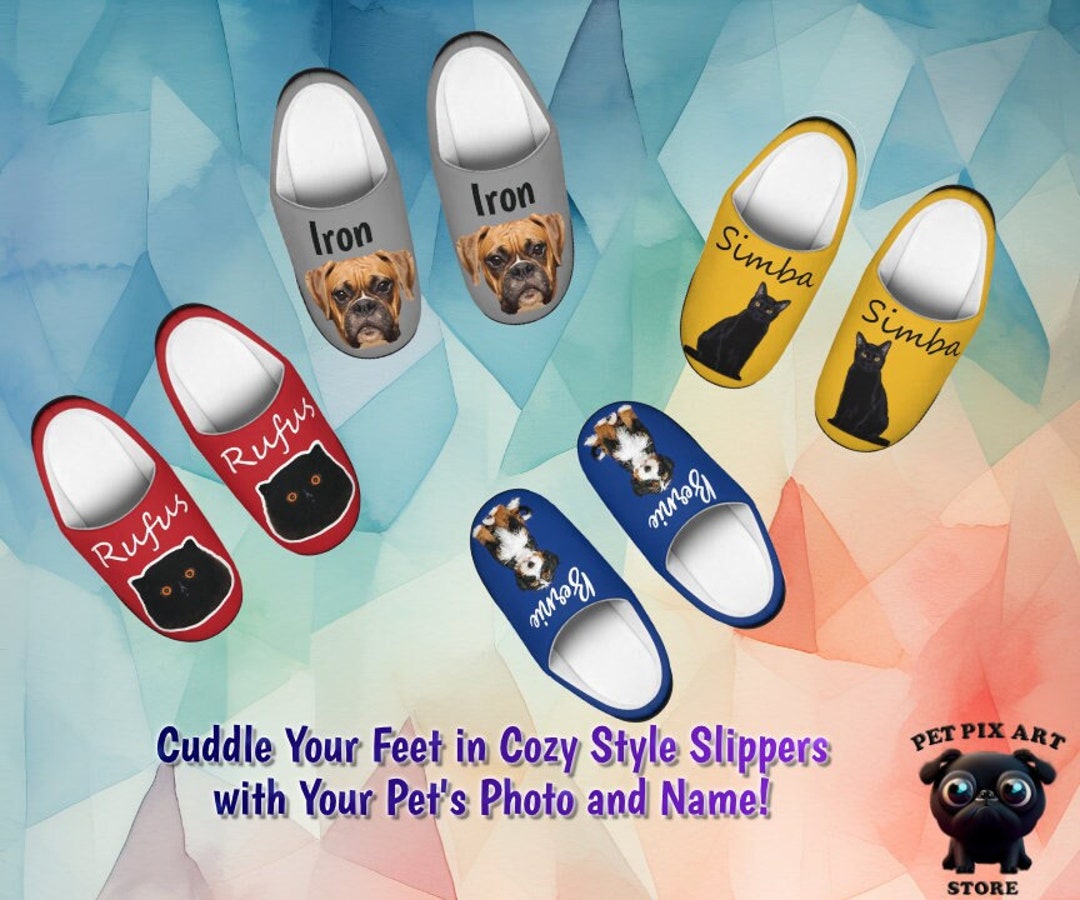Custom Pet Photo & Name Slippers | Custom Dog / Cat Slippers | Custom ...