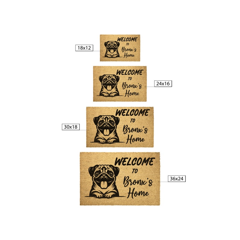 Custom Pug Name Door Mat Welcome Ourdoor Mat Pug Lovers Gift ...