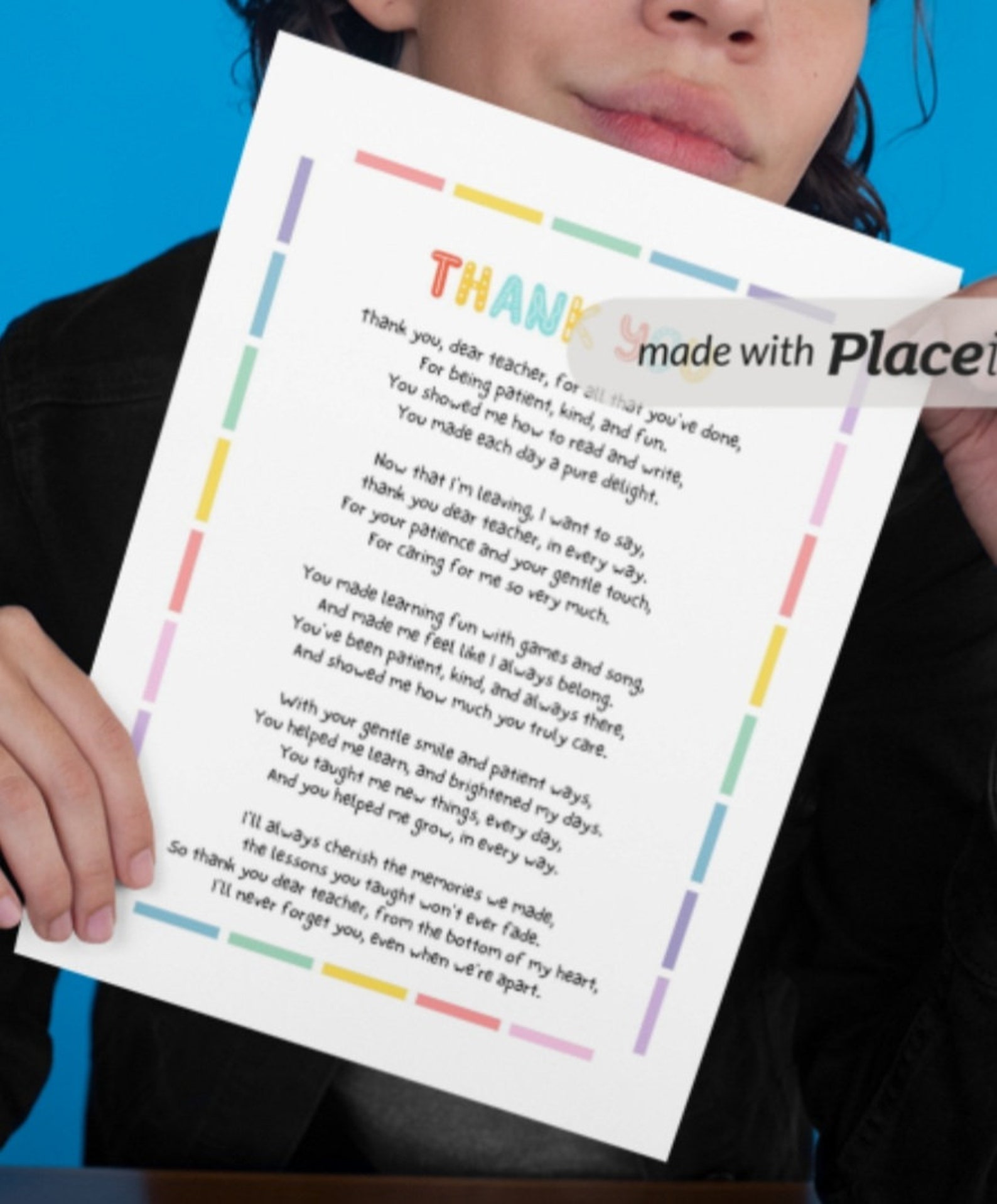 Thank You Teacher Poem, Digital Download to Print at Home. - Etsy