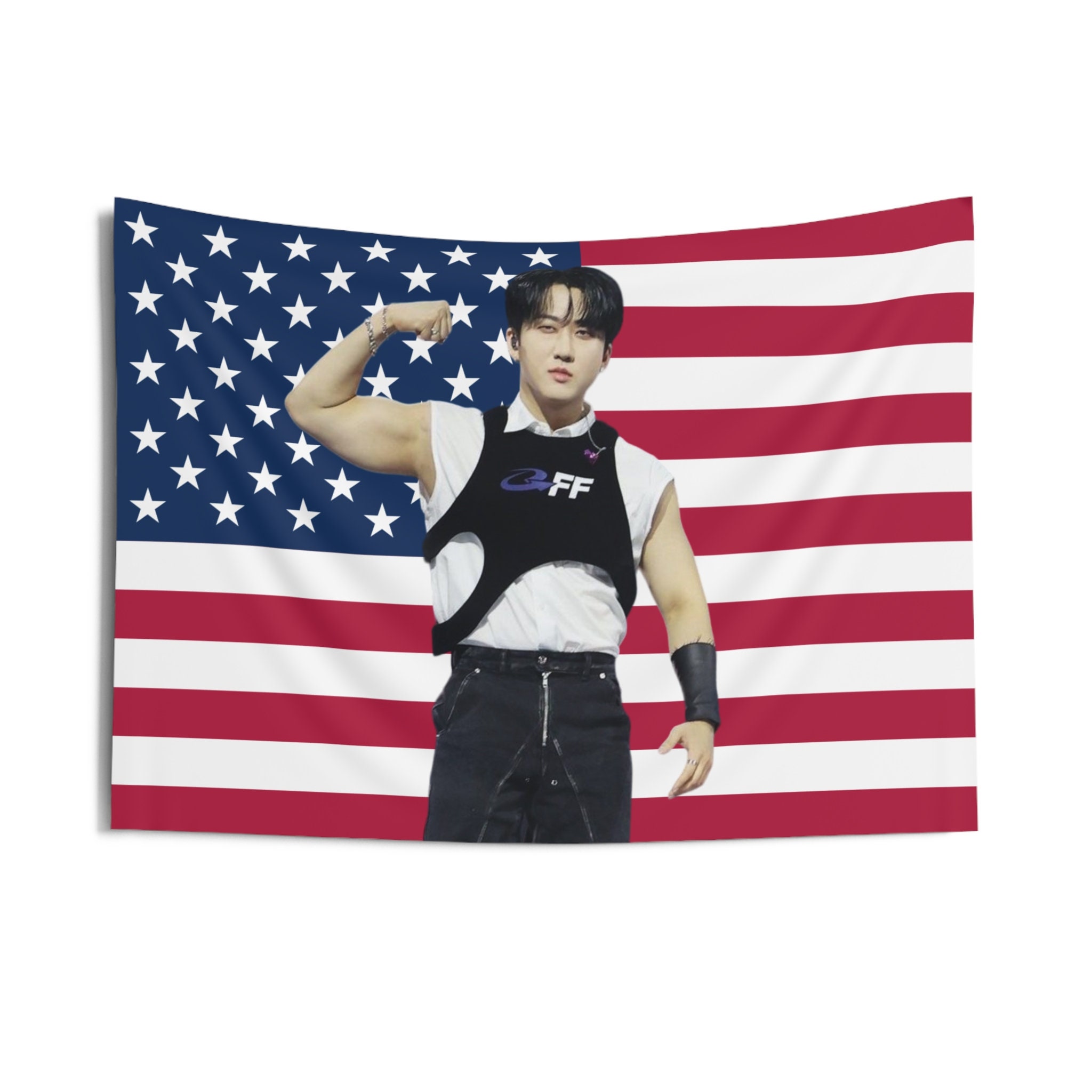 Stray Kids Changbin Flag Banner, SKZ Changbin American Flag Tapestry ...