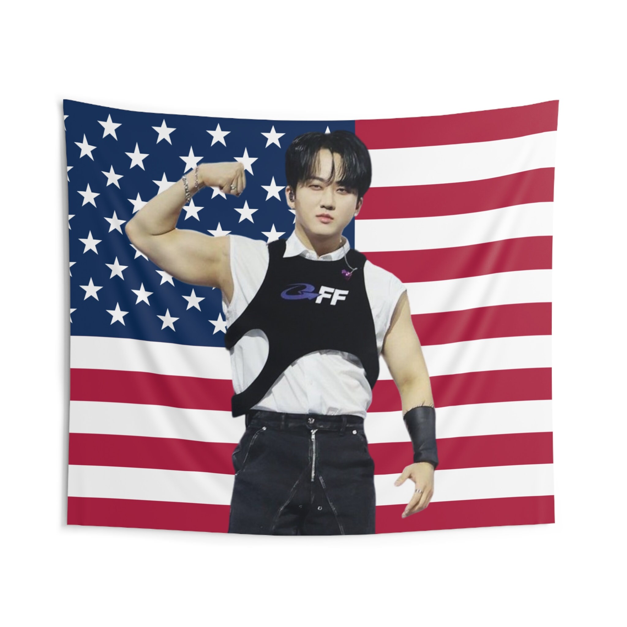 Stray Kids Changbin Flag Banner, SKZ Changbin American Flag Tapestry ...