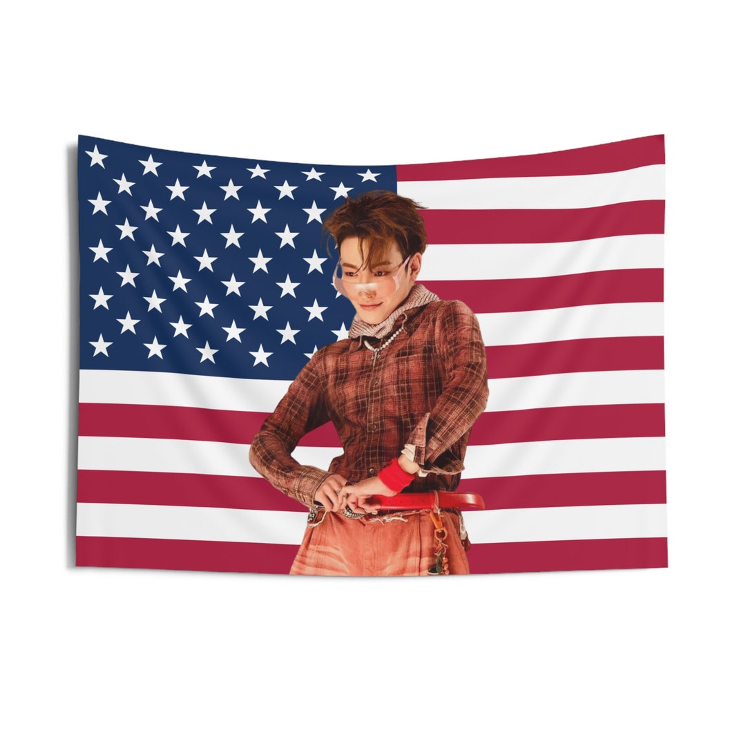 Ateez Hongjoong American Flag Banner, Kpop Ateez Hongjoong Flag ...