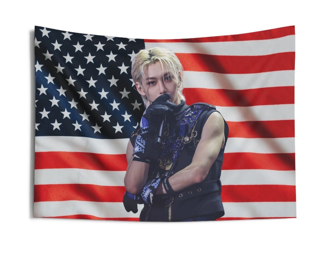 Skz Felix Abs Flag Banner, Stray Kids Felix Kpop American Flag Tapestry ...