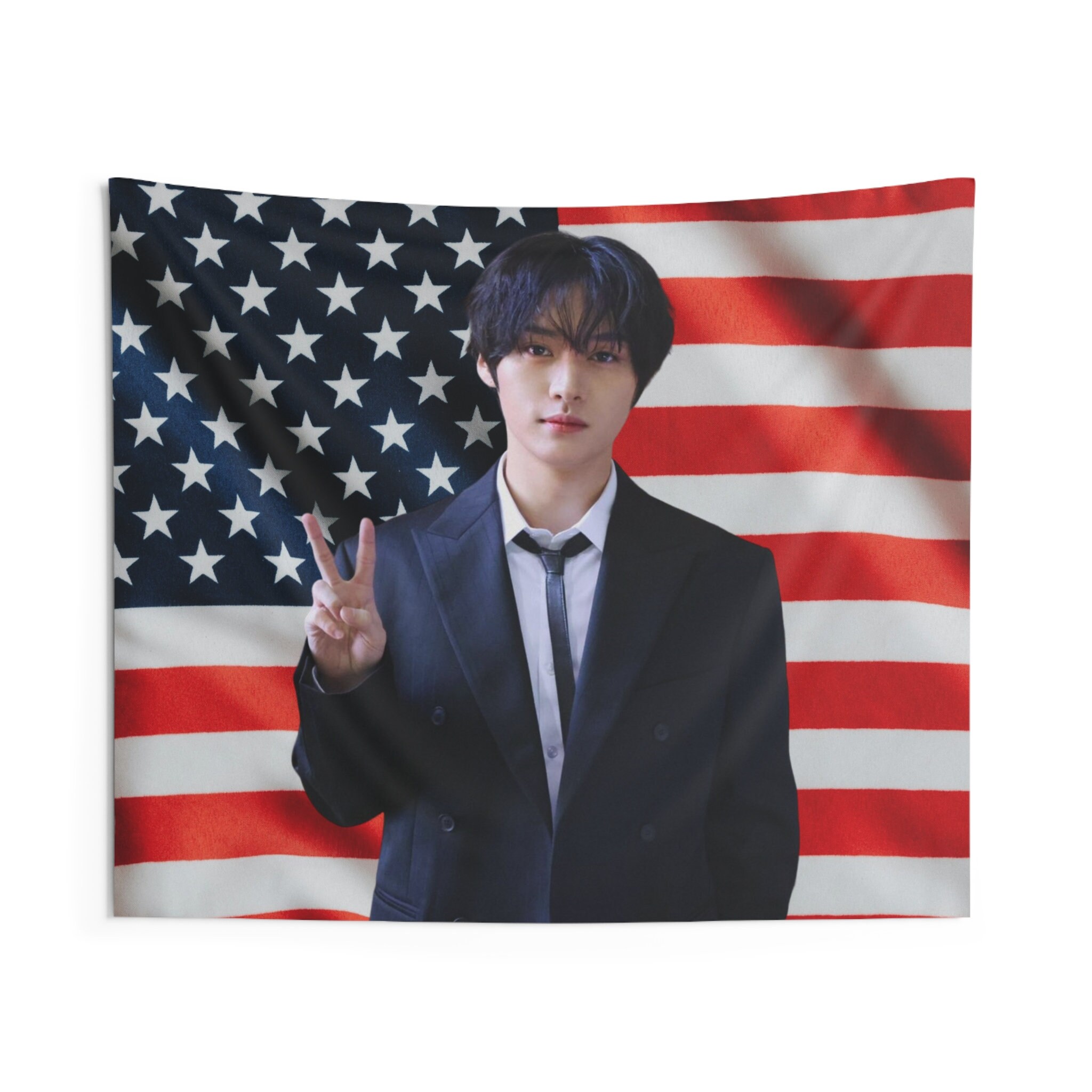 SKZ Lee Know America Flag Banner, Straykids Lee Know Photoshoot Kpop ...