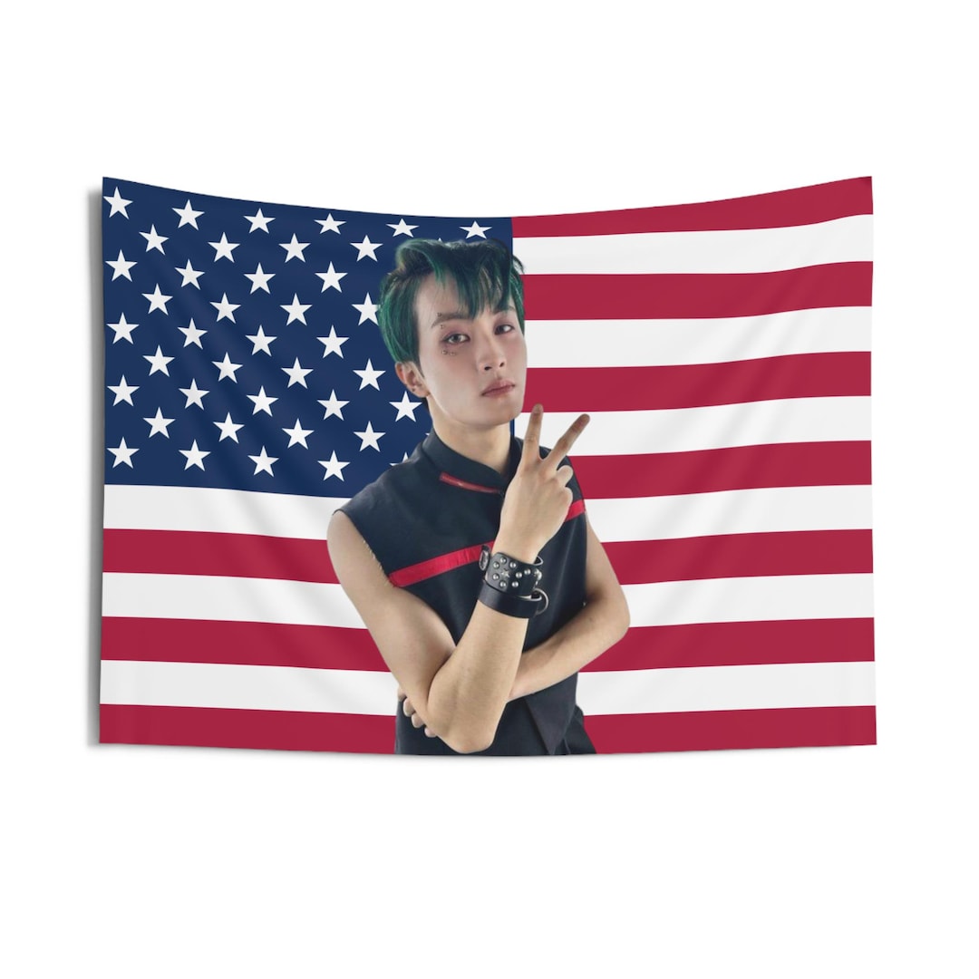 NCT Dream Mark Lee American Flag Banner, NCT Mark Lee Flag Tapestry ...