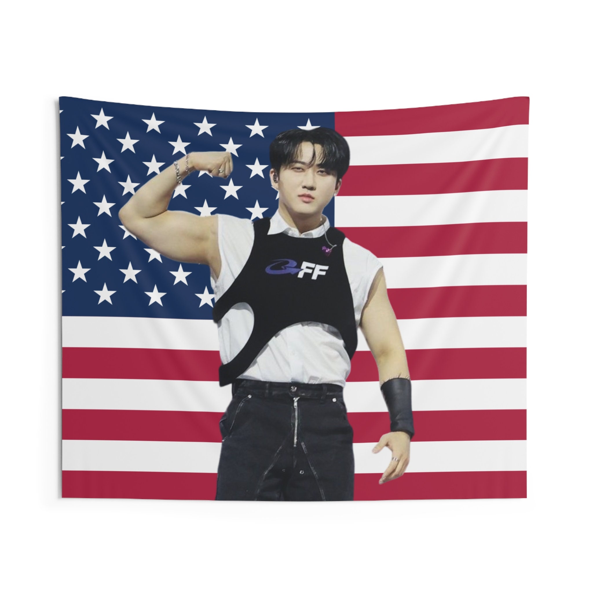 Stray Kids Changbin Flag Banner, SKZ Changbin American Flag Tapestry ...
