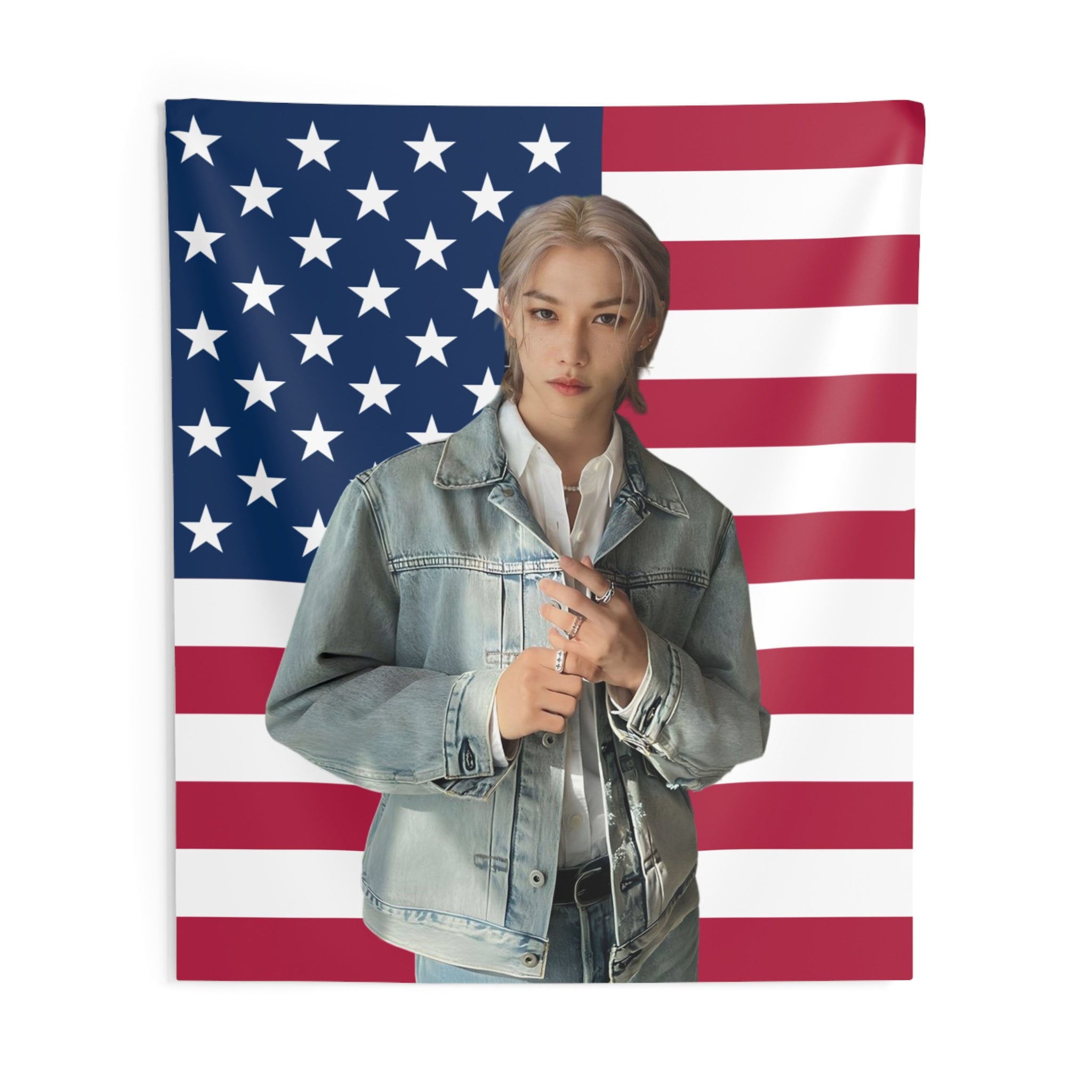 Stray Kids Felix American Flag Banner, SKZ Lee Felix Flag Tapestry ...