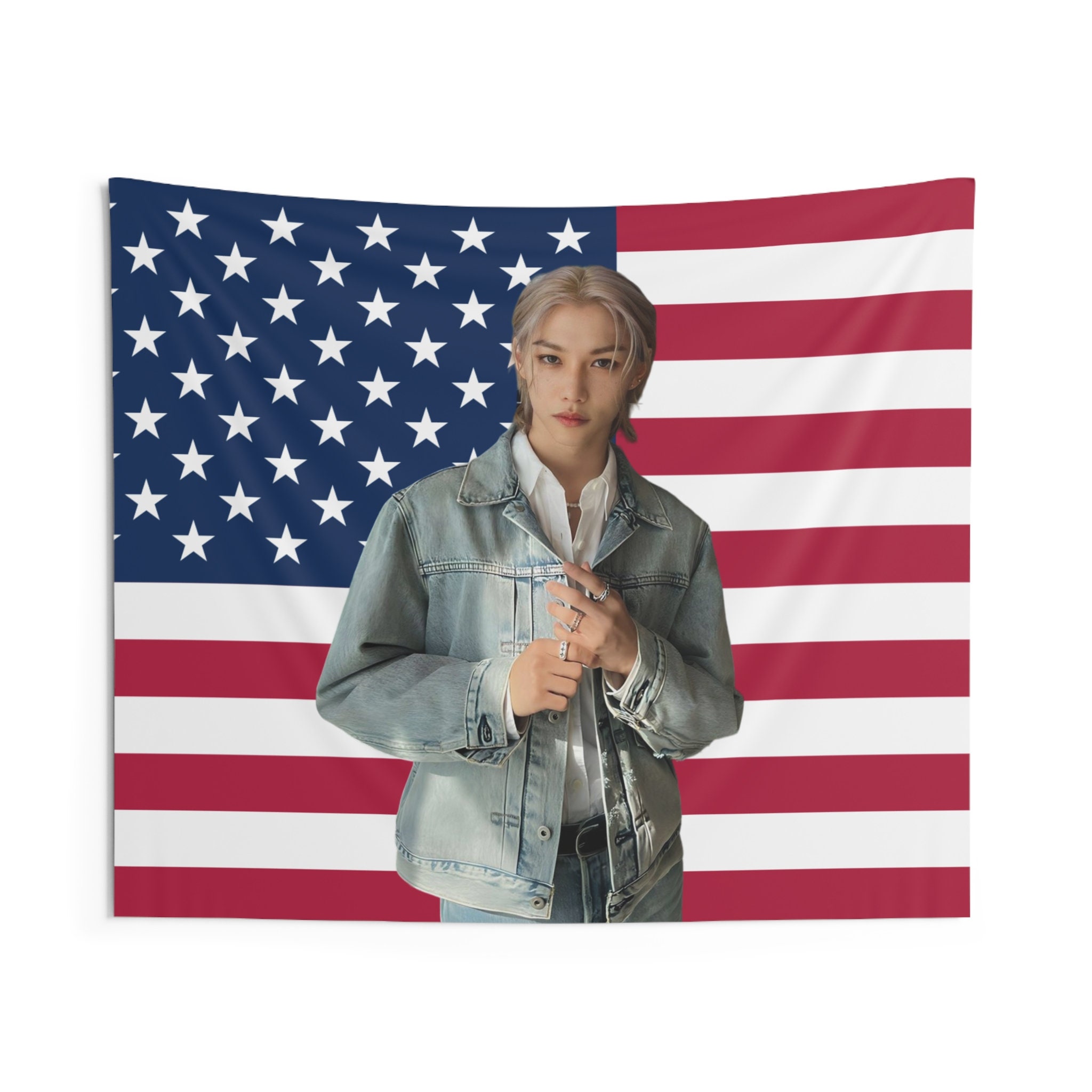 Stray Kids Felix American Flag Banner, SKZ Lee Felix Flag Tapestry ...