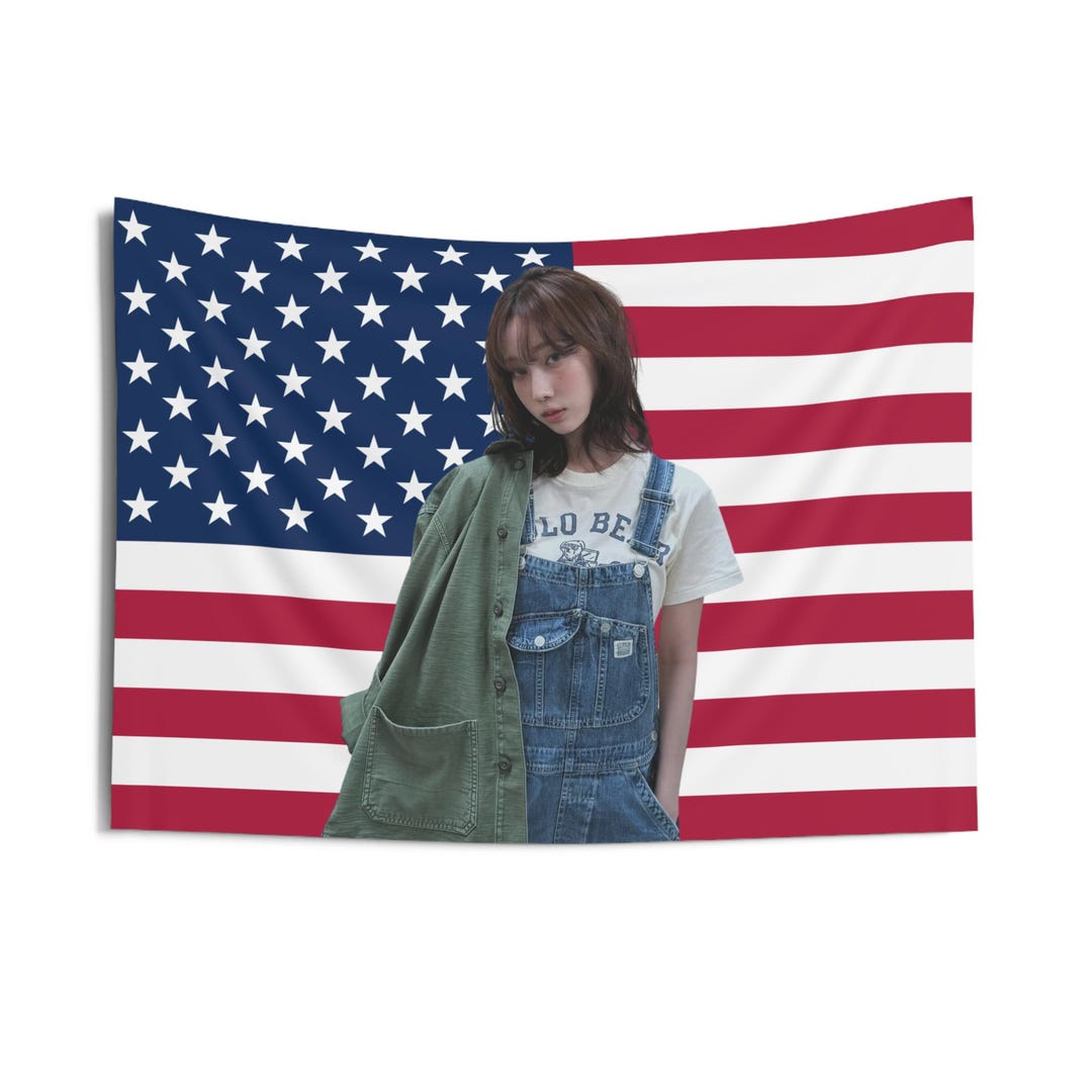 Aespa Winter American Flag Tapestry, Winter American Flag Banner ...