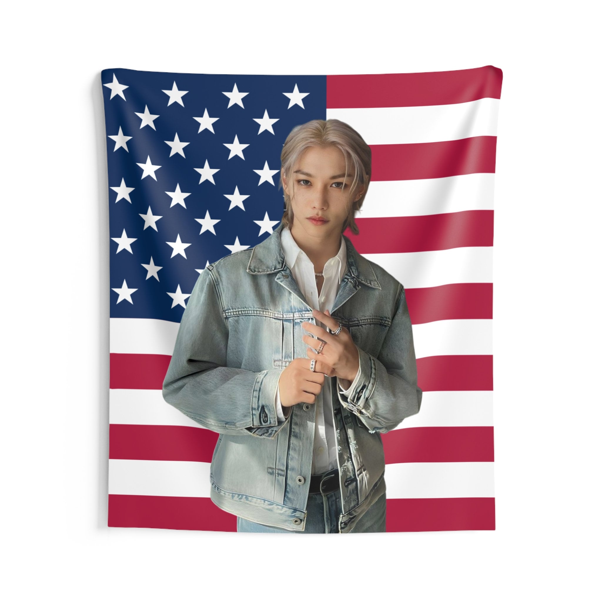Stray Kids Felix American Flag Banner, SKZ Lee Felix Flag Tapestry ...