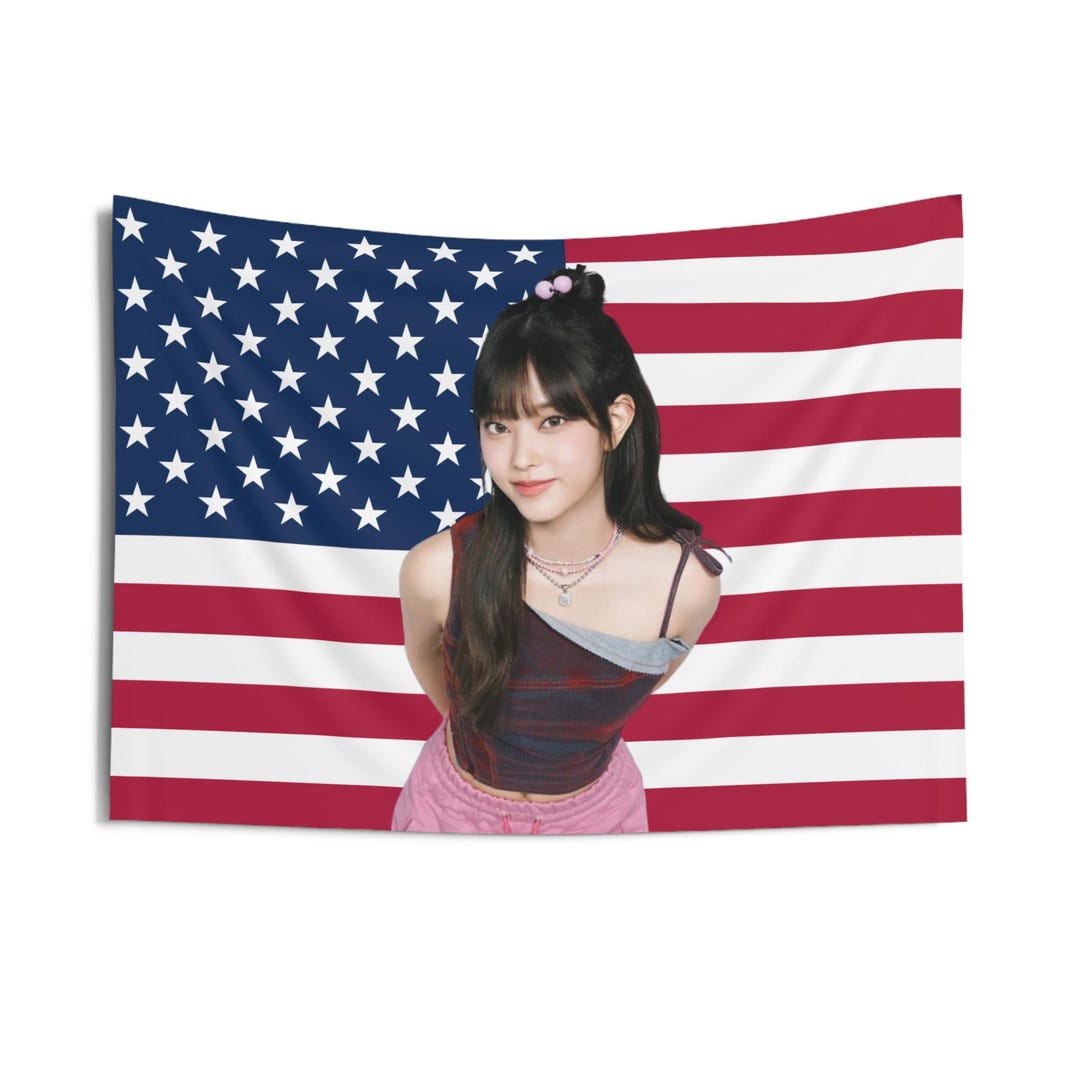 New Jeans Hanni American Flag Banner, Newjeans Hanni Flag Tapestry ...