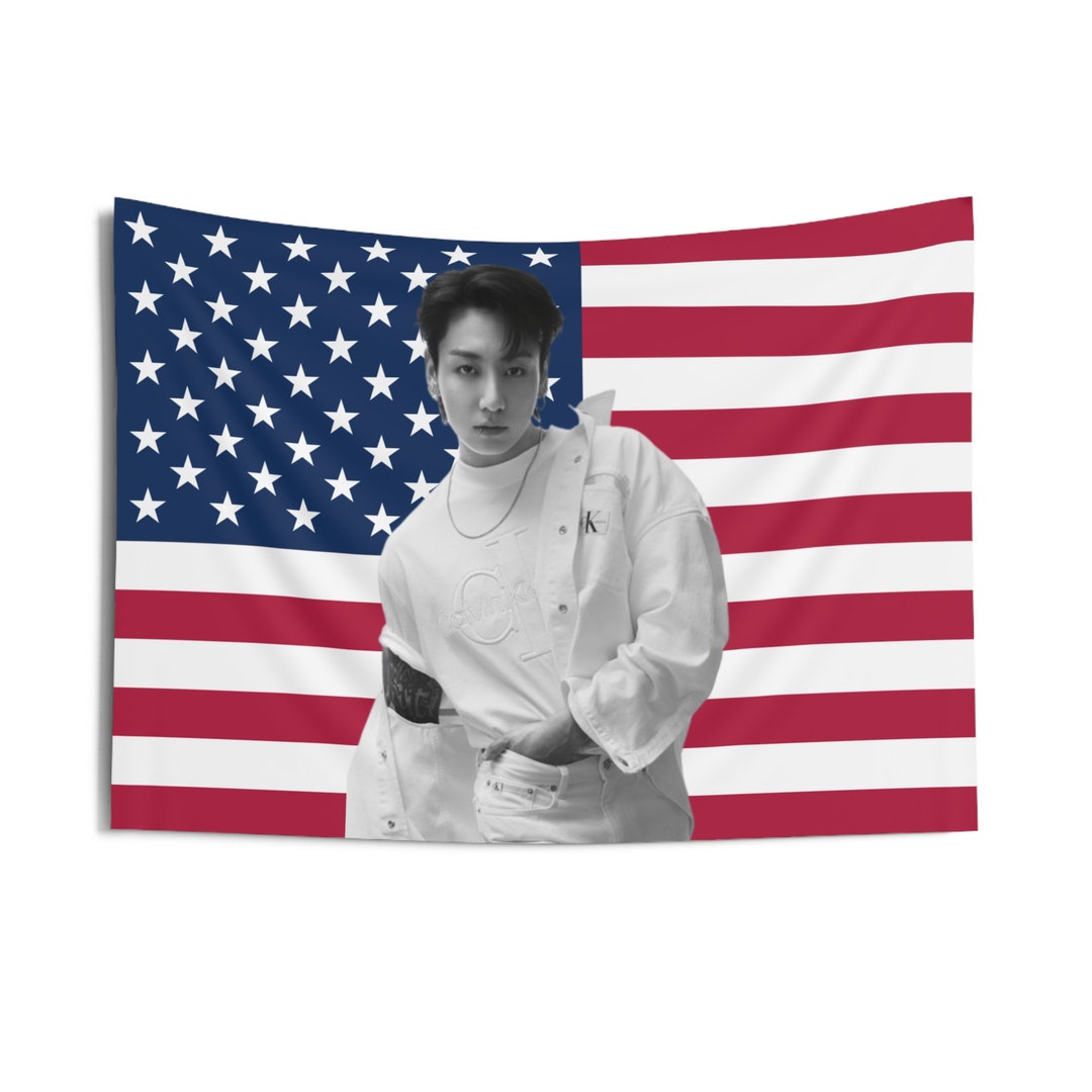 BTS Jungkook Flag Banner, Jungkook Kpop American Flag Tapestry ...