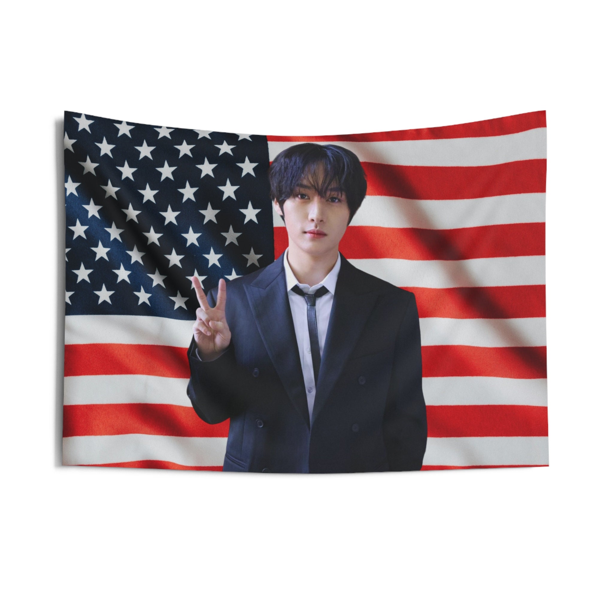 SKZ Lee Know America Flag Banner, Straykids Lee Know Photoshoot Kpop ...