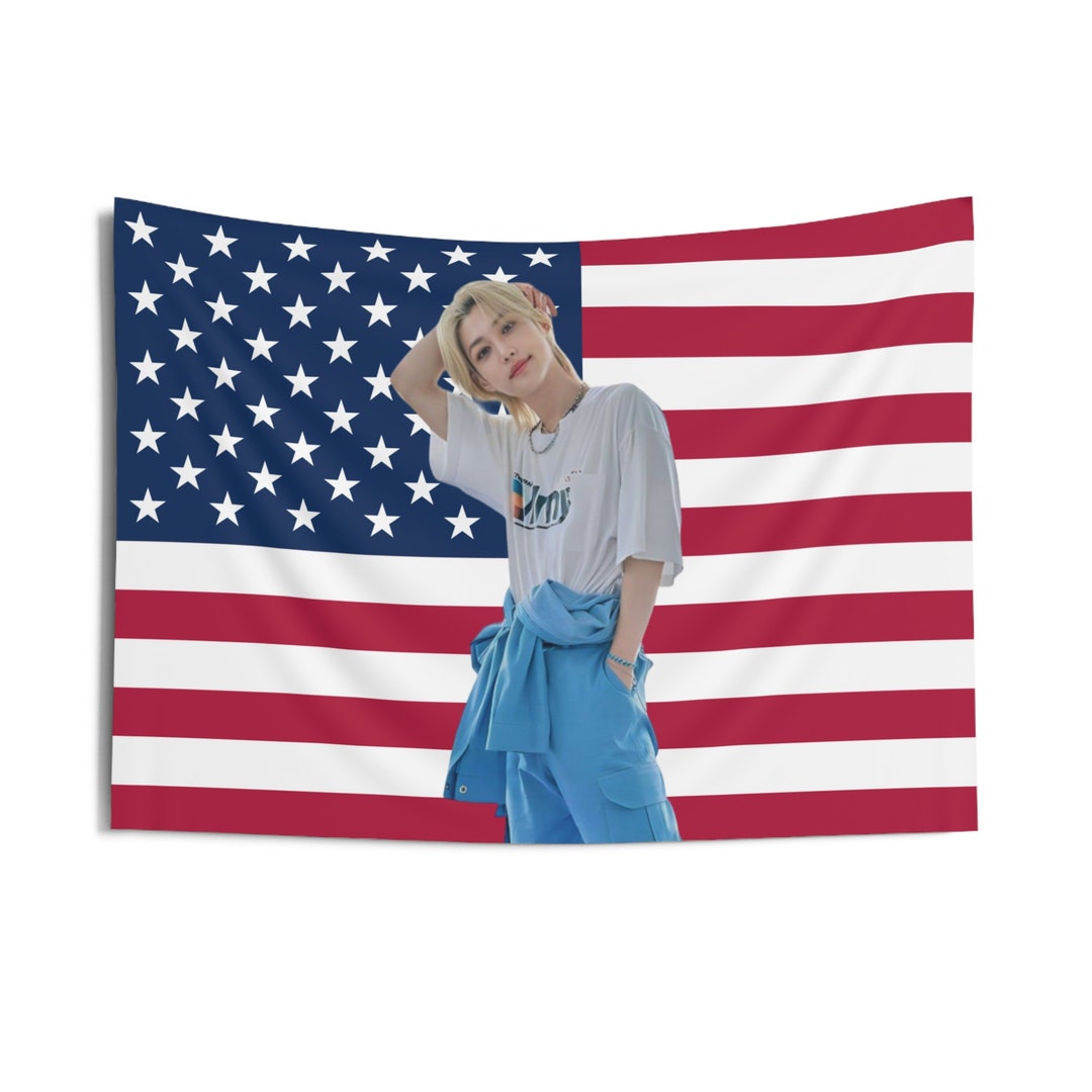 Stray Kids Felix Flag Banner, SKZ Lee Felix Kpop American Flag Tapestry ...
