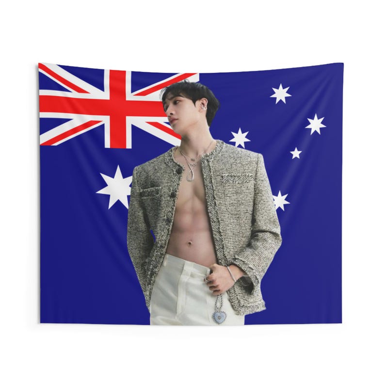 Stray Kids Bangchan Australian Flag Tapestry, SKZ Bang Chan Australia ...