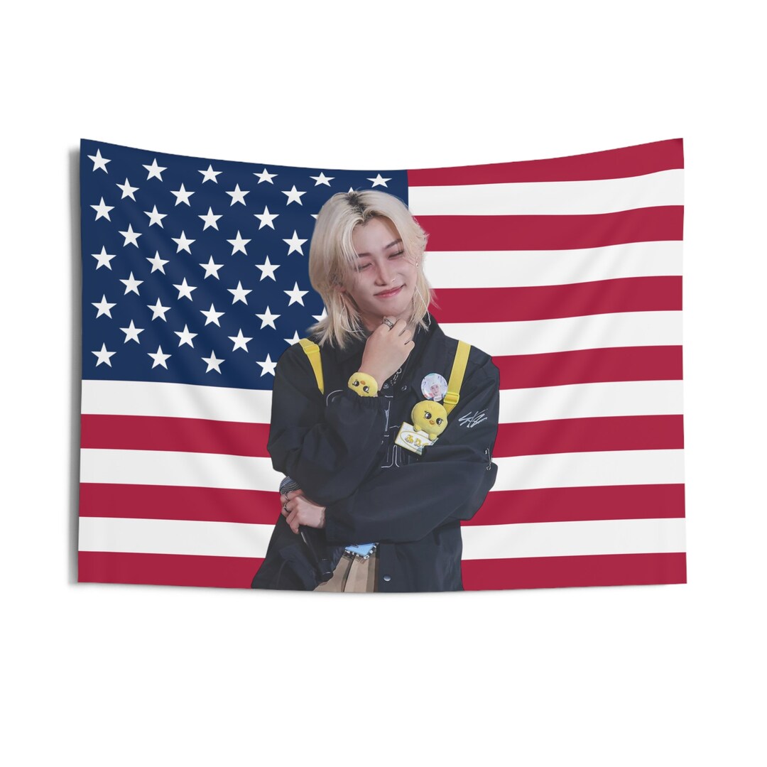 Lee Felix Kpop American Flag Banner, Stray Kids Felix Flag Tapestry ...