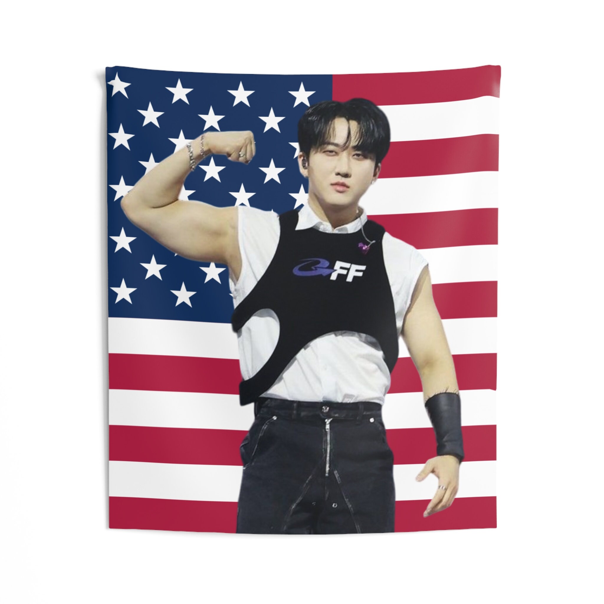 Stray Kids Changbin Flag Banner, SKZ Changbin American Flag Tapestry ...