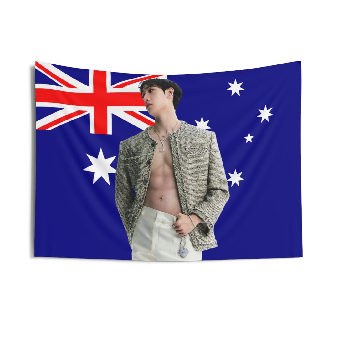 Stray Kids Bangchan Australian Flag Tapestry, SKZ Bang Chan Australia ...