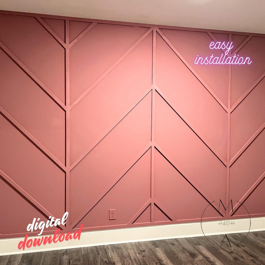 Customizable Modern Accent Wall Design | Blueprint & Cut List (digital ...