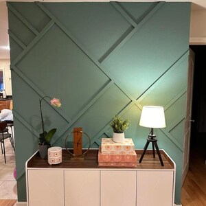 Modern Accent Wall Design With Blueprint & Cut List | Customizable Trim ...