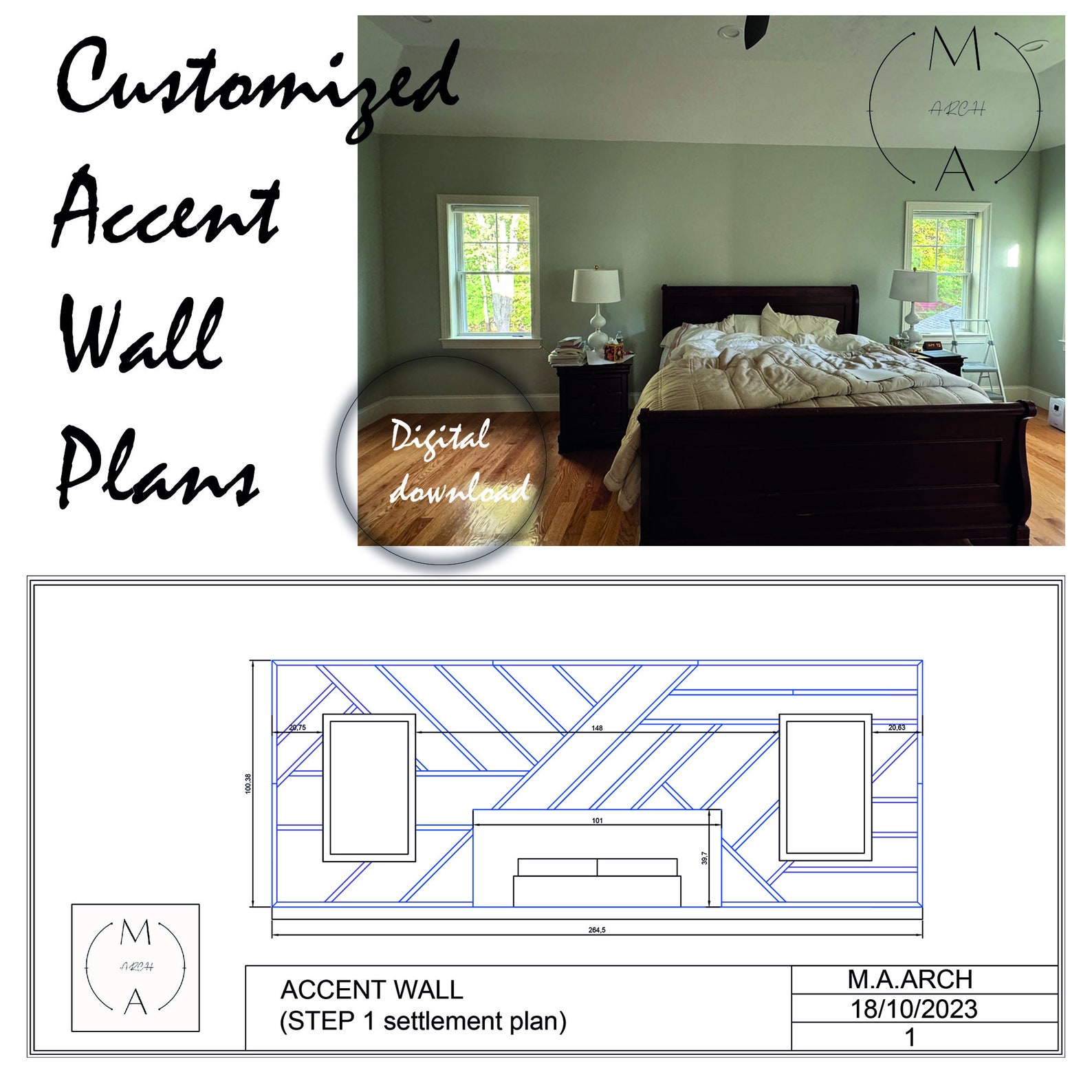 Custom Accent Wall Design Plans, Trim Wall Blueprints (digital Download ...