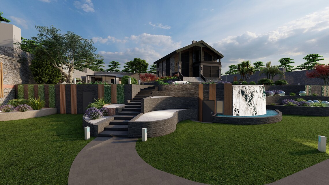 Online Backyard Design, Backyard 3D Rendering, 3d Rendering, Custom ...