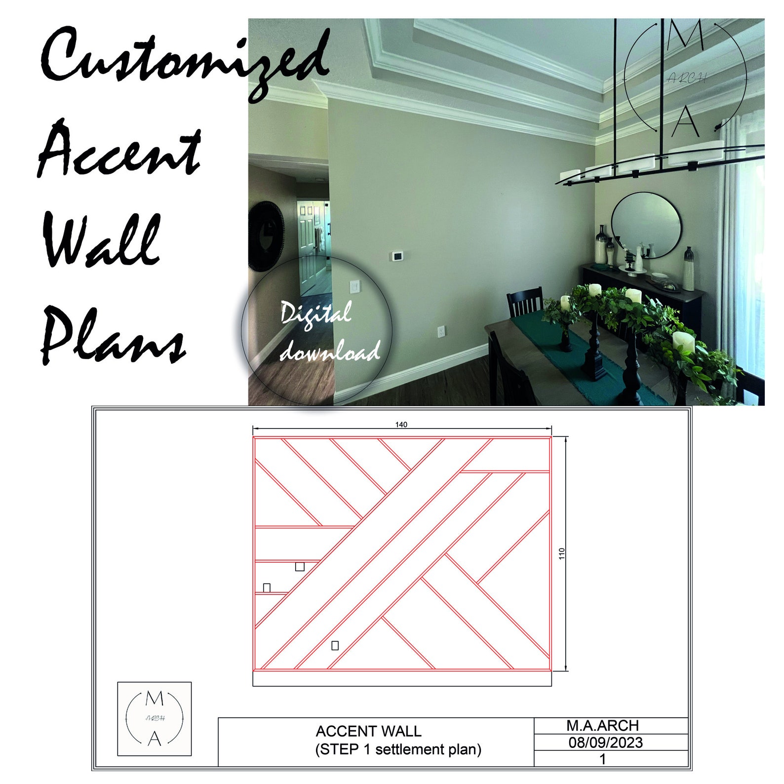 Custom Accent Wall Design Plans, Trim Wall Blueprints (digital Download ...
