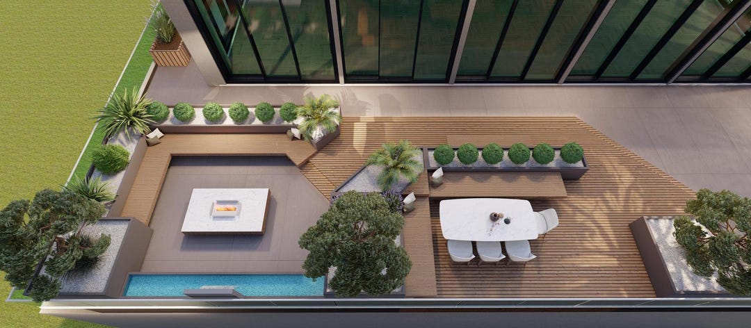 Custom Terrace, Garden & Backyard Design | Stunning 3D Rendering ...