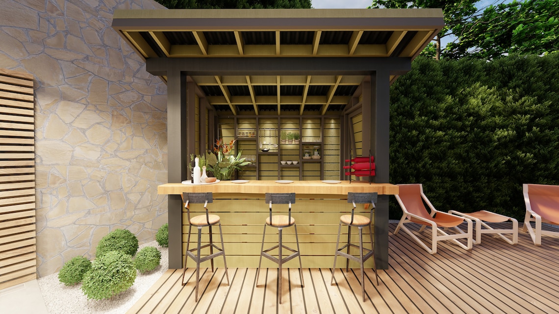 Easy DIY Outdoor Bar Plans, Step by Step Instructıon , Patio Bar Plans - Etsy