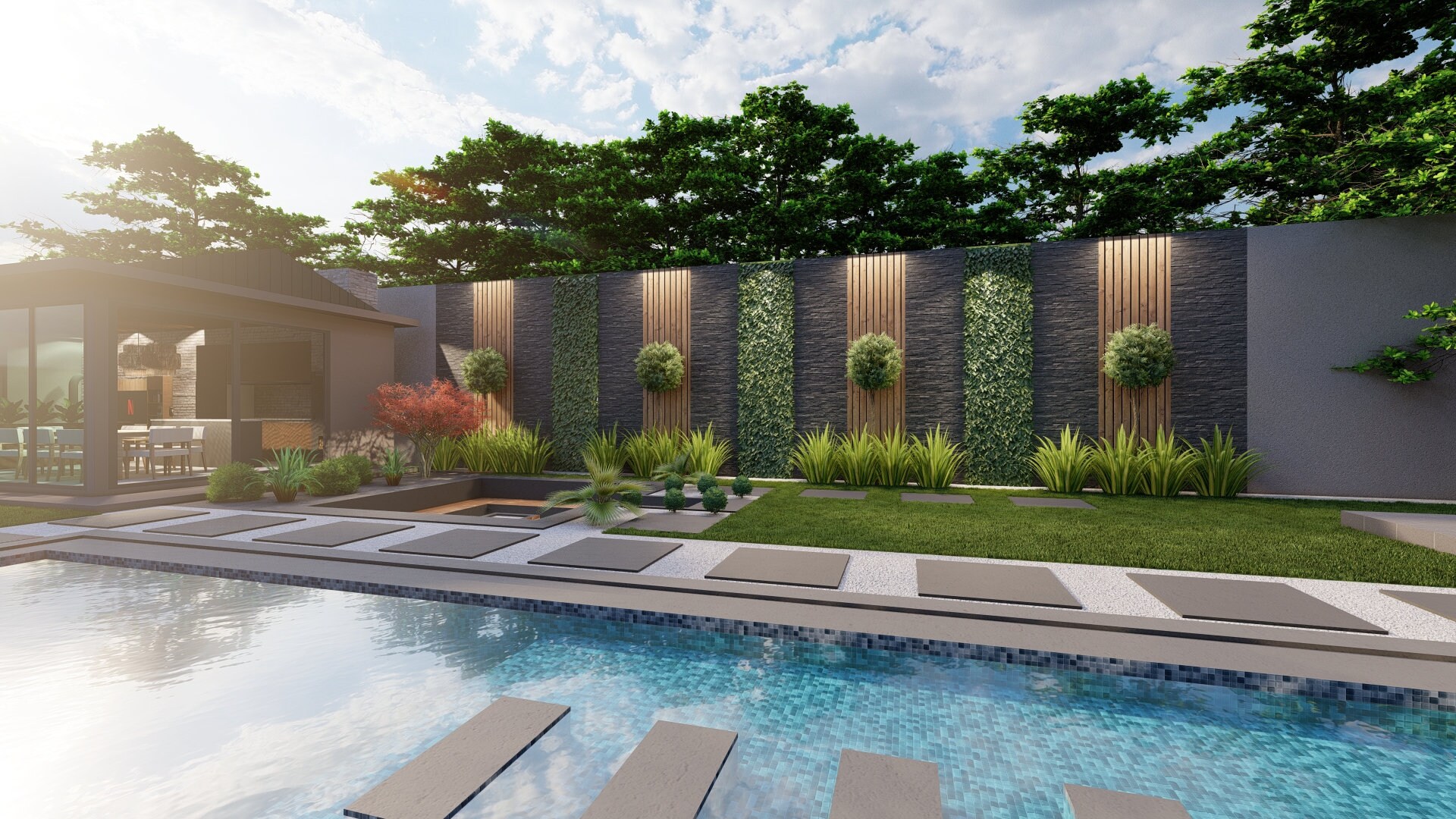 Online Backyard Design, Backyard 3D Rendering, 3d Rendering, Custom ...