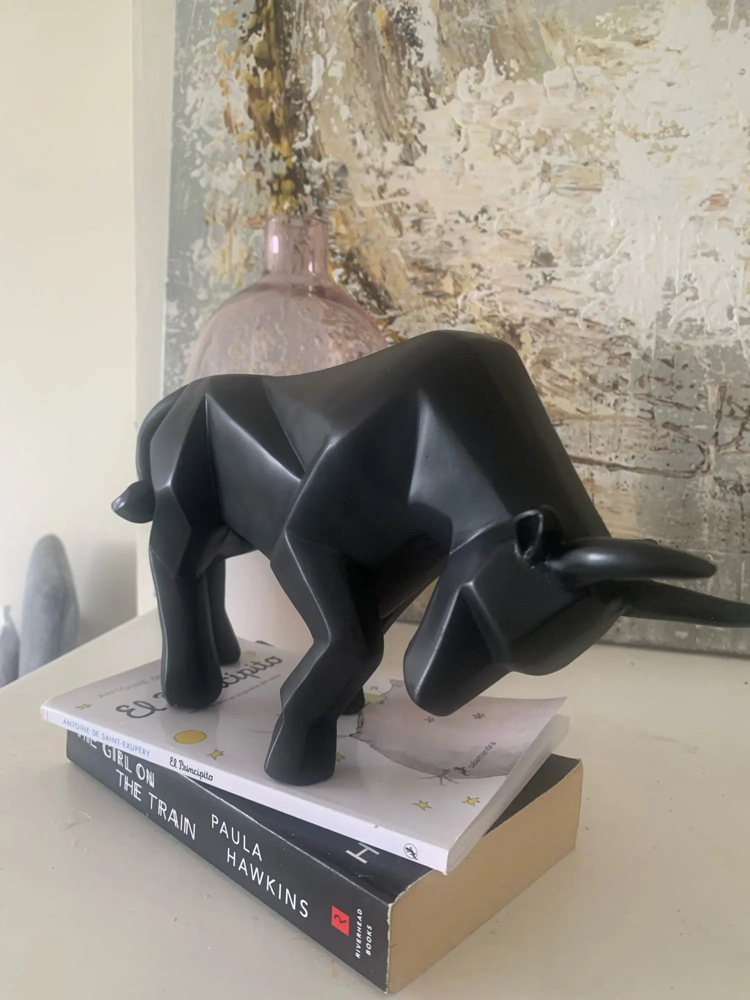 Bull Modern Sculpture Geometric Red Bull Statue Bull Market Bull ...