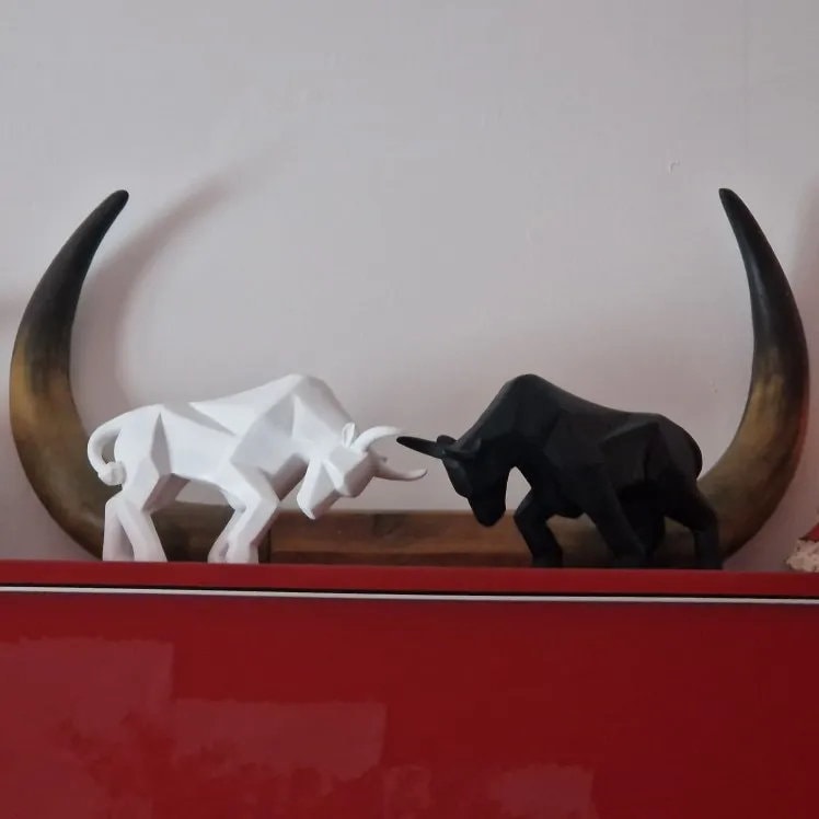 Bull Modern Sculpture Geometric Red Bull Statue Bull Market Bull ...