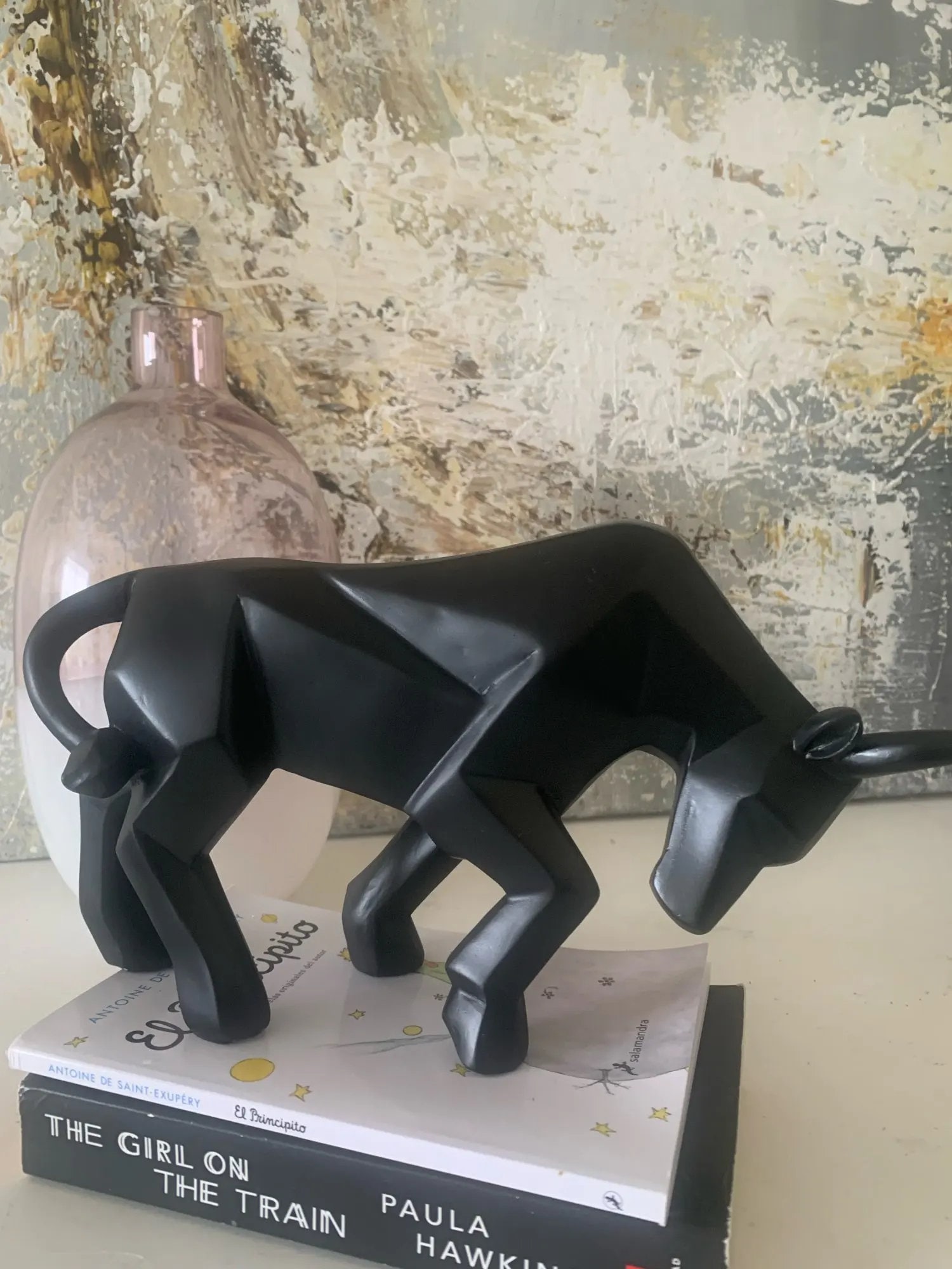 Bull Modern Sculpture Geometric Red Bull Statue Bull Market Bull ...