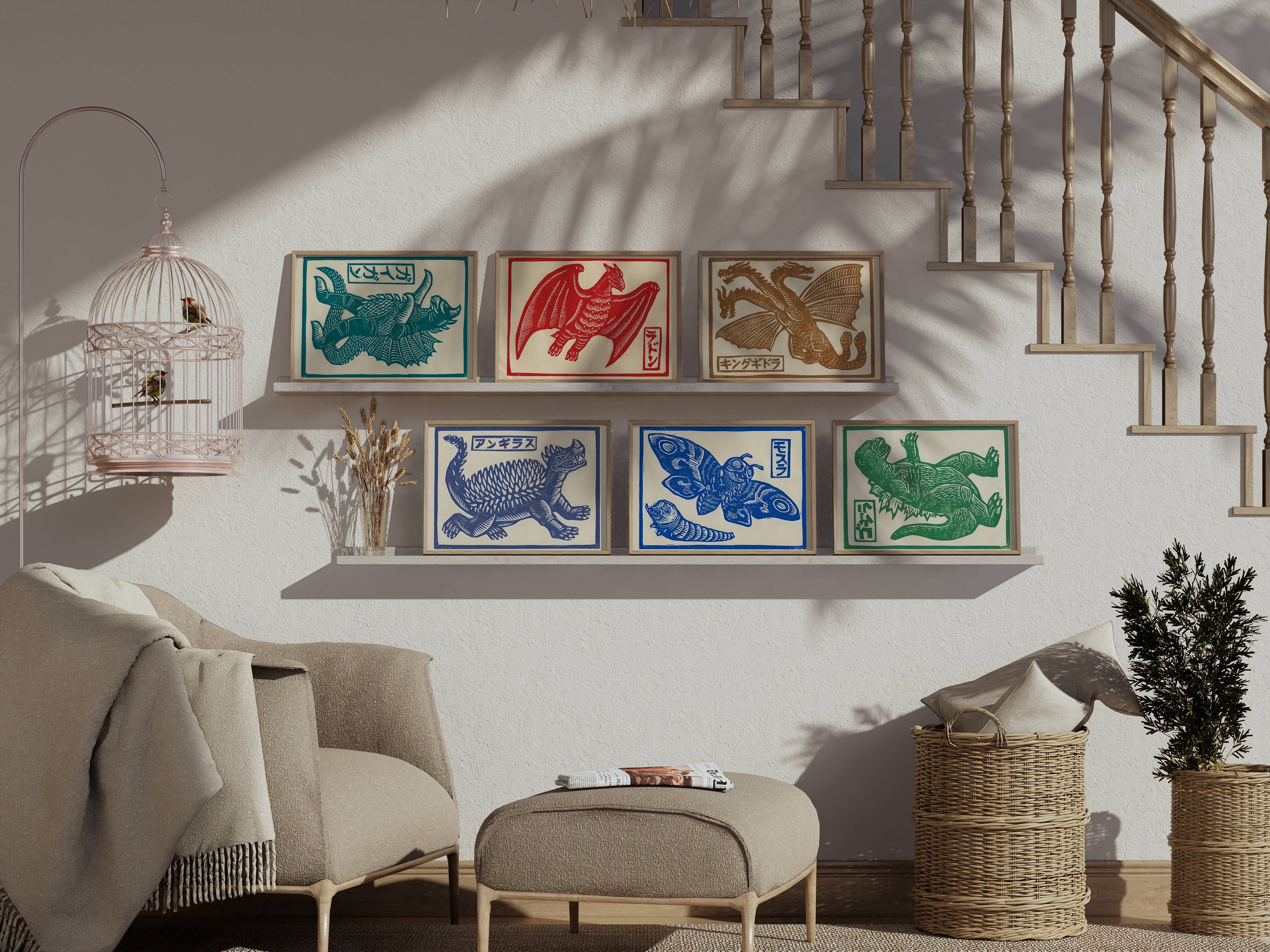 Set of 6 Vintage Godzilla Prints, Godzilla Poster, Vintage Print ...