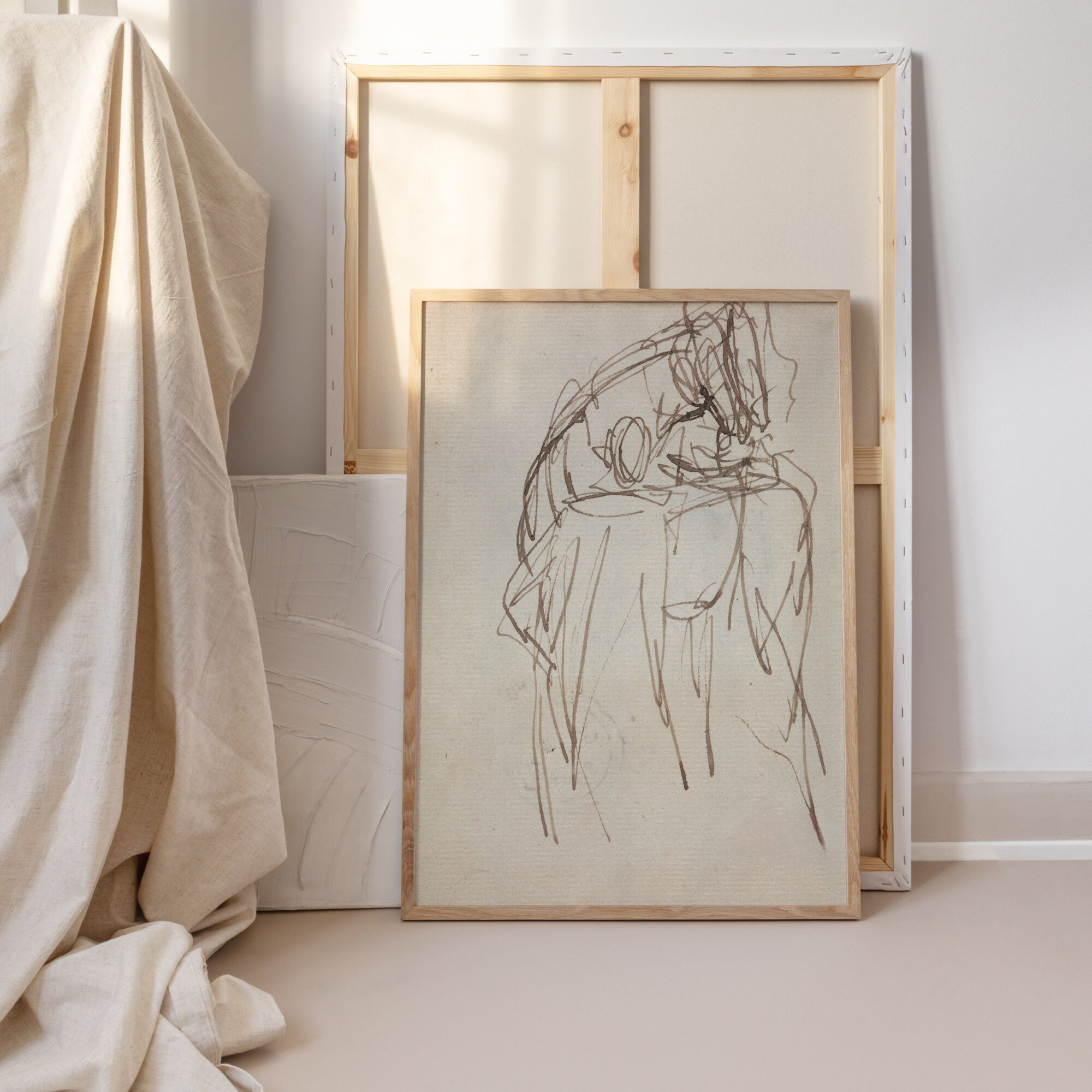 Antique Line Drawing, Antique Line Art Sketch, Downloadable Home Decor ...