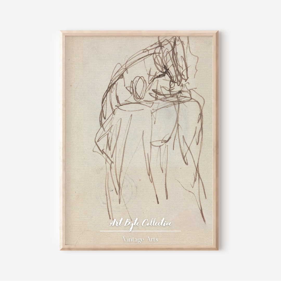 Antique Line Drawing, Antique Line Art Sketch, Downloadable Home Decor ...