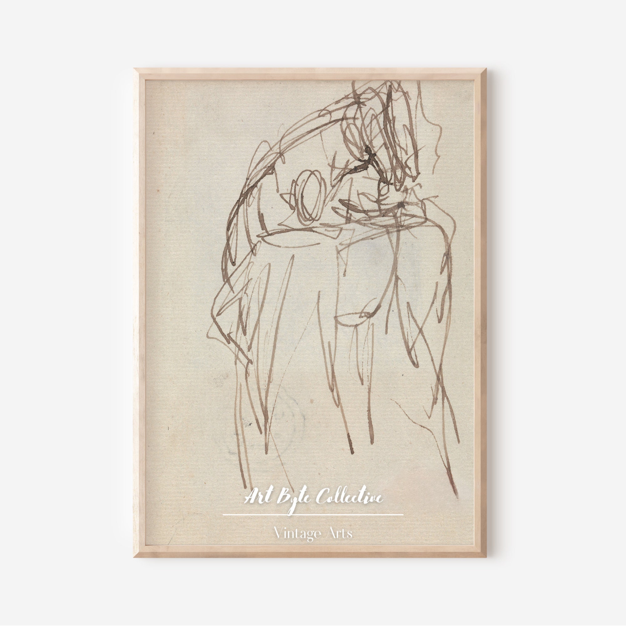 Antique Line Drawing, Antique Line Art Sketch, Downloadable Home Decor ...