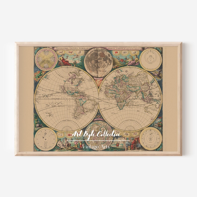 Printable Vintage World Map | Antique World Map | Antique Cartography Print Download | Home ...
