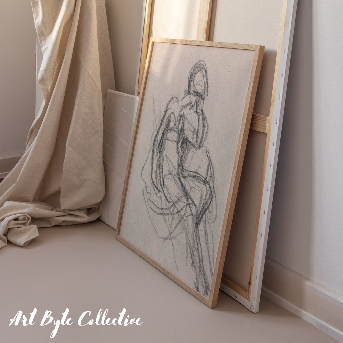 Antique Line Drawing Vintage Abstract Sketch Woman Art - Etsy