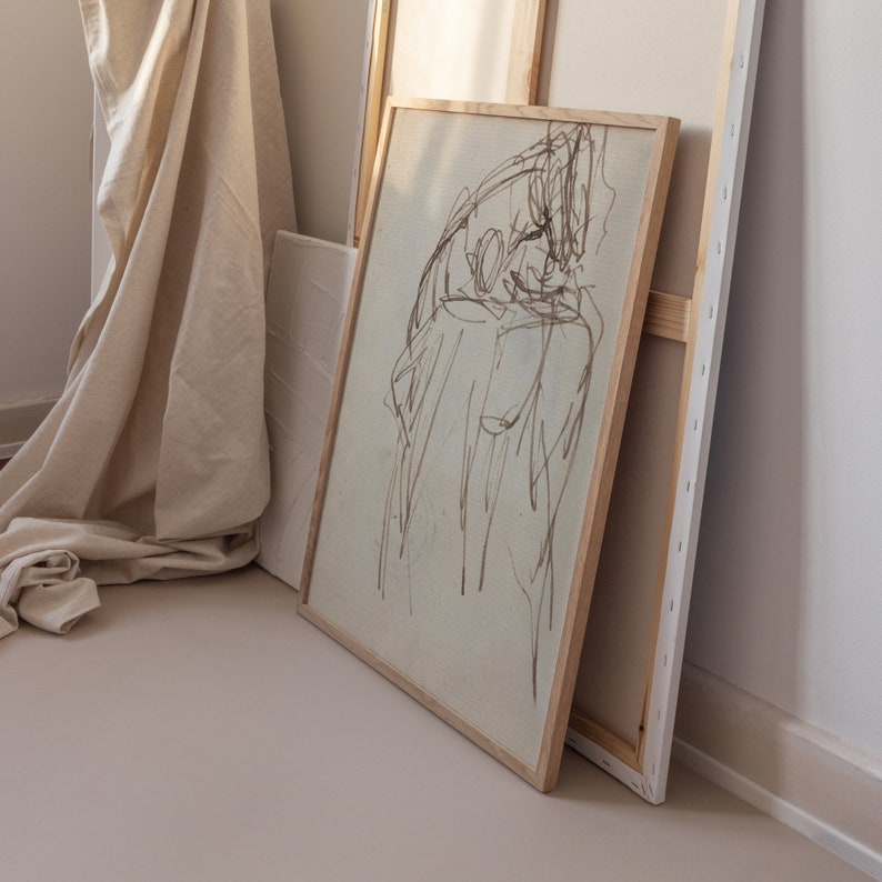 Antique Line Drawing, Antique Line Art Sketch, Downloadable Home Decor ...